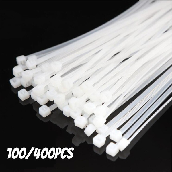 100/400 Pcs Black/White Self Locking Nylon Plastic Cable Wire Zip Tie ...