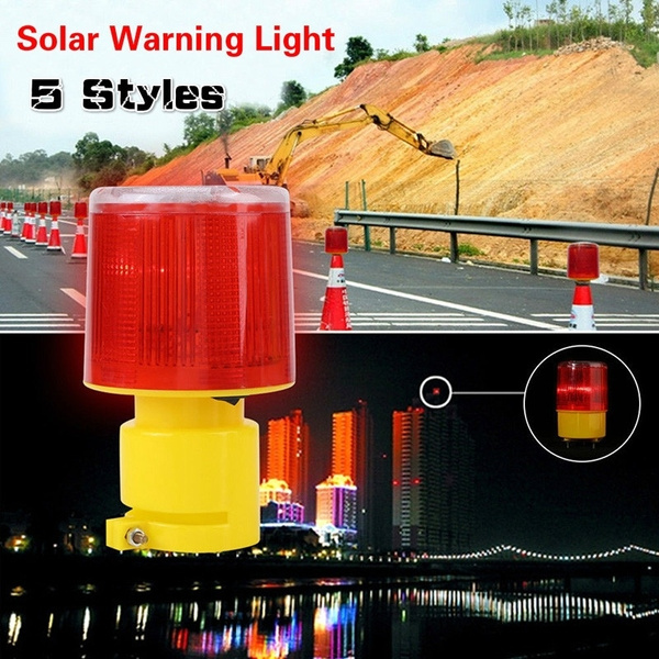 Solar LED Flash Traffic Red Light Emergency Warning Strobe Beacon Alarm ...