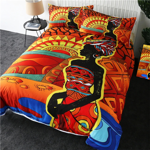 African Bedding Set King People Woman Duvet Cover Desert Geometric Home ...