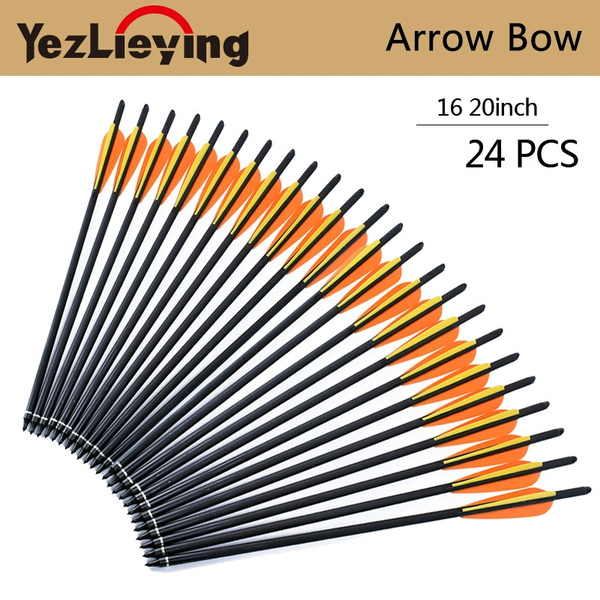 24Pcs 16/20 Inch Crossbow Hunting Carbon Arrow Orange Yellow Feather ...