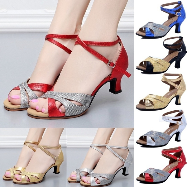 New Sequin Glitter Women High Heel Professional Dancing Shoes Ballroom ...