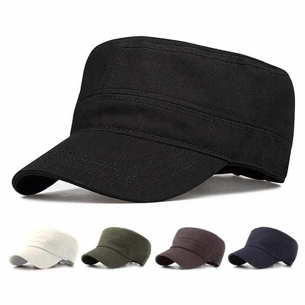 Classic Unisex Plain Cap Vintage Army Military Cadet Cotton Hat ...