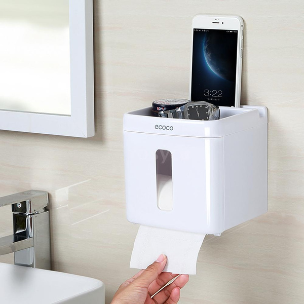 Ecoco Tissue Box Roll Paper Case for Bathroom Toilet Paper Box Plastic ...