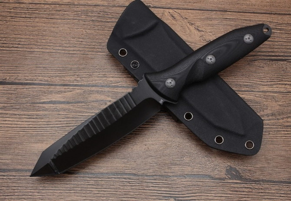 black G10 Handle Fixed Blade Tactical Knife Outdoor Survival Hunting ...