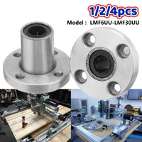1/2/4pcs 3D Printer CNC Router Bearing Steel Round Flange Linear Motion Bushing Ball Bearing ...
