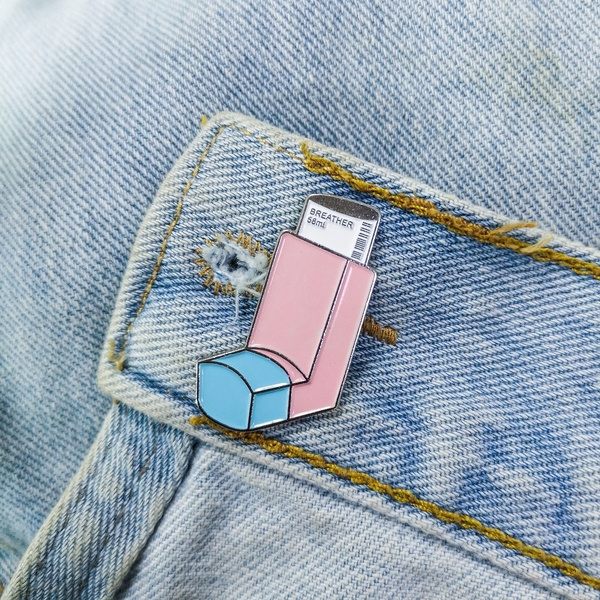 Asthma Rescue Inhalers Medical Supplies "Needing A Breather" Sick Badge ...