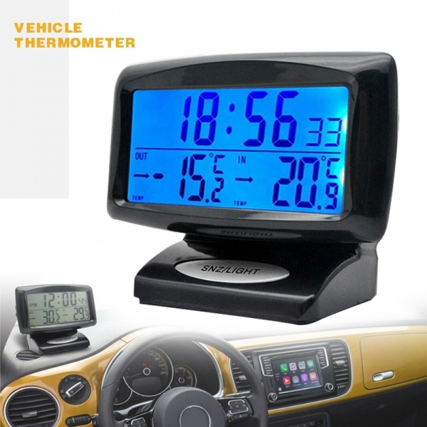 Digital Car LCD Digital Clock Thermometer Indoor Outdoor Big Screen LED ...