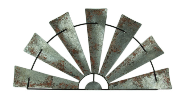 Large Distressed Metal Half Moon Windmill Wall Sculpture | Wish