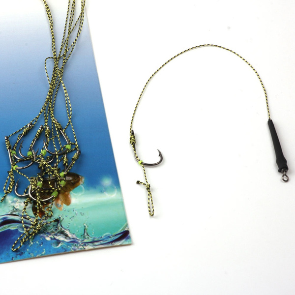 10Pcs/bag Carp Fishing Hook Link Braided Line Hair Rigs Hand Tied ...