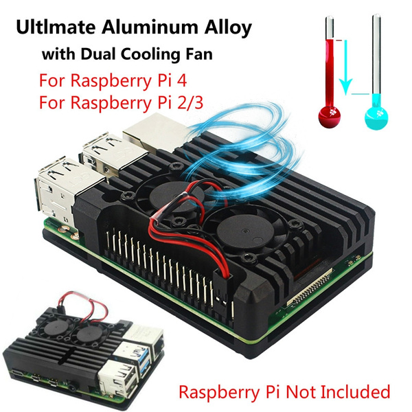 Raspberry Pi 4 Aluminium Metal Case Cooling Enclosure with Dual Fan for ...