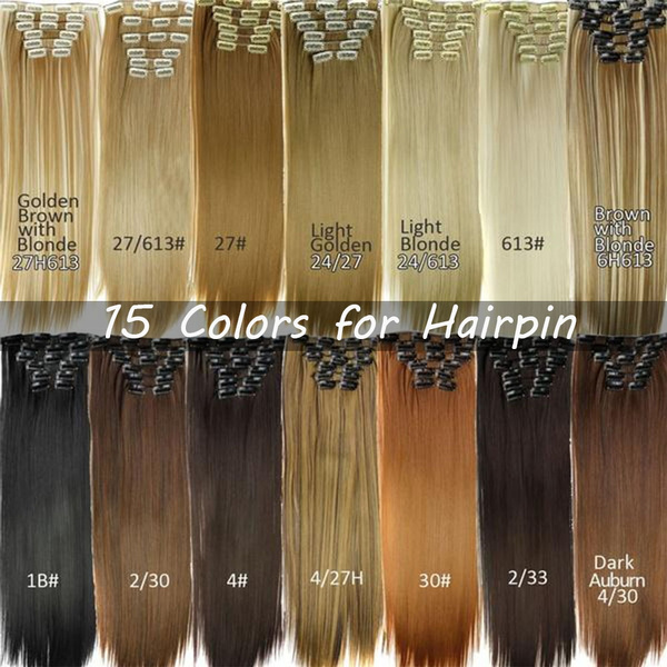 6pcs/set Clip In Human Hair Extensions 60cm Synthetic Extension ...