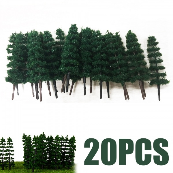 20pcs Plastic Pine Tree Model Artificial Scenery DIY Craft Miniature ...