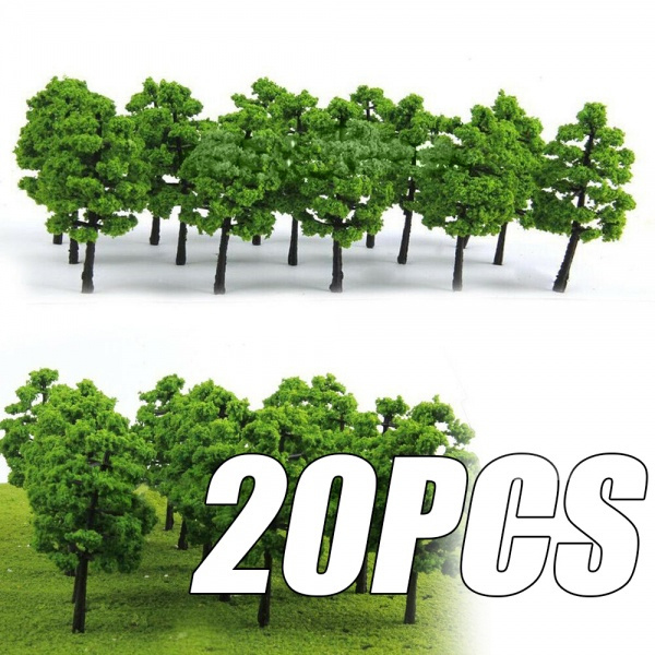 20pcs Plastic Trees Model Artificial Layout Railway Road Landscape ...