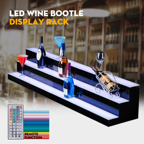 LED Lighted Back Bar 60" 3 Step Tier Glowing Liquor Bottle Display ...