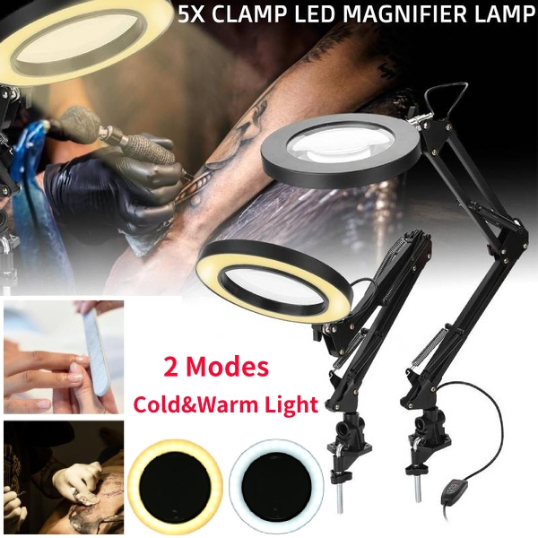 Upgraded Version!!! 5X Desk Table Clamp Mount Magnifier Lamp Light ...