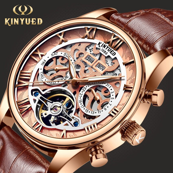 Mens Special Tourbillon Automatic Watch Rose Gold Year Date Day ...