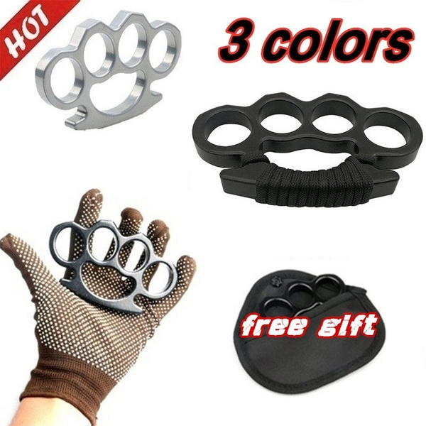 Four Finger Ring Buckle Self-Defense Fingerstall Hand Sub Iron Fist ...