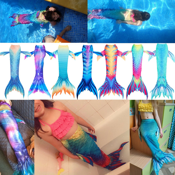 Fancy Mermaid tails with/No Fins Monofin Flipper mermaid swimming tails ...