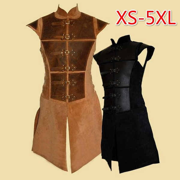 Men Vintage Medieval Leather Warrior Armor Faux Leather Larp Costume ...
