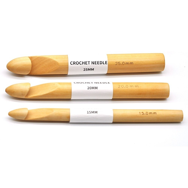 3PCS/SET Large Crochet Hooks Bamboo Needles Chunky 15 20 25mm Yarn ...