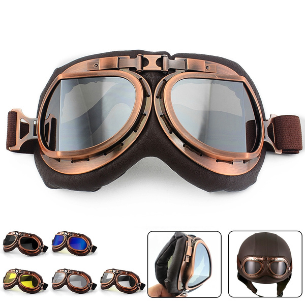 Vintage Goggles Aviator Pilot Style Motorcycle Cruiser Scooter Goggle ...