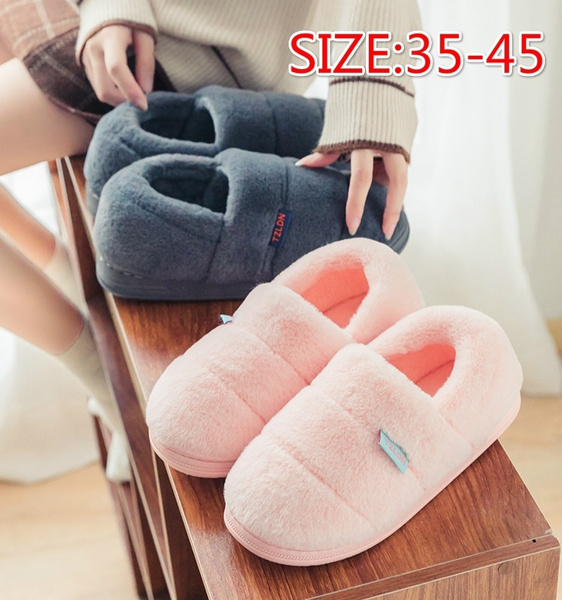 Plush Women Winter Home Slippers Indoor Bedroom Loves Couple Shoes Home ...