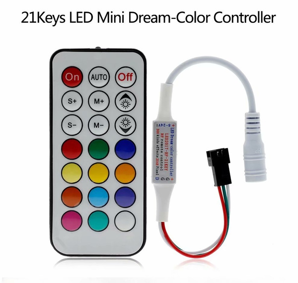 5-24V LED Controller 21 Keys Mini Pixel Dimmer 3pin For WS2812B WS2811 ...