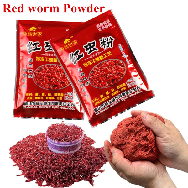 1Pack 50g Red Worm Powder Fishing Natural Baits Powder Lure Carp Killer ...