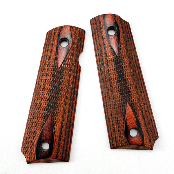 Double Diamond 1911 Rosewood Gun Grips Custom DIY EDC Pistol Knife ...
