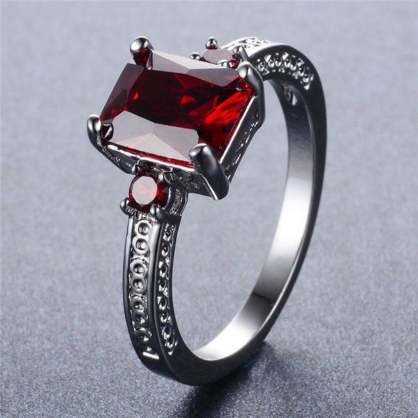 Exquisite 925 Sterling Silver Princess Cut Ruby Gemstone Female Jewelry ...