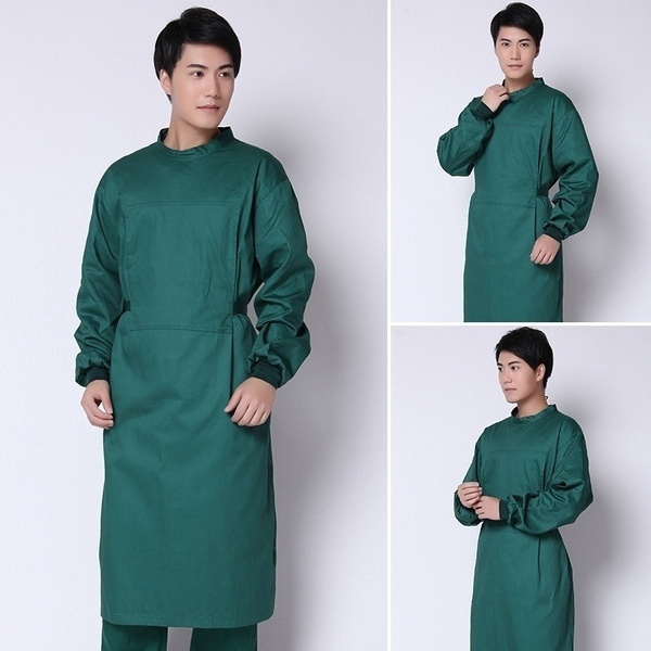 Unisex Cotton Medical Robe Surgical Gown Doctor Nurse Uniform Hospital ...