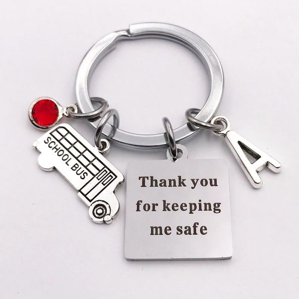 Bus Driver Keychain Gift, Thank You for Keeping Me Safe Gift for School ...