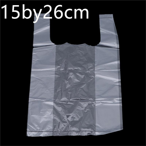 100pcs Transparent Bags Shopping Bag Plastic Supermarket Bags with Food ...