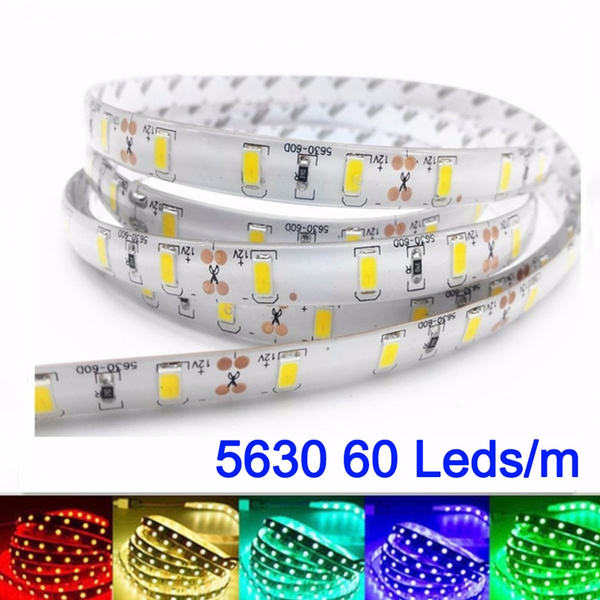 SMD 5630 Led strip 12V 60Leds/m Waterproof 5M LED Strip Warm White Blue ...