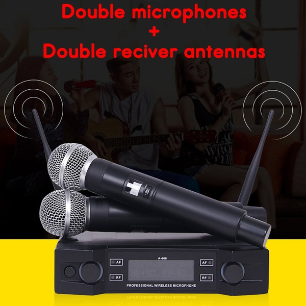 Professional UHF Dual Wireless Microphone System Kits 2 Channel ...