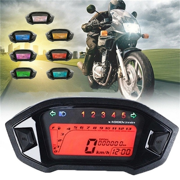 Universal Modifed Motorcycle LCD Digital Speedometer Odometer Backlight ...
