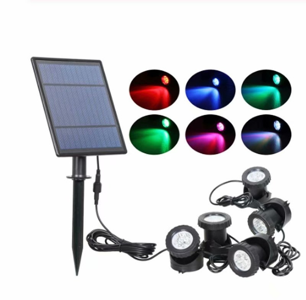 LED Solar Powered Lamp Outdoor RGB Color Changing Solar Spotlight IP68 ...