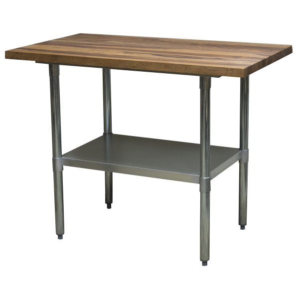 Counter Height Work Table 45" x 24" with Rosewood Top and Metal Frame ...