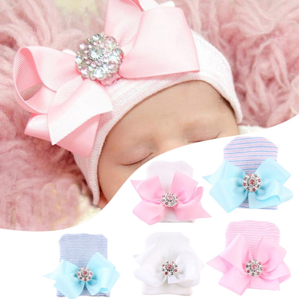 Hospital Hat Infant Newborn Caps Cute For Baby Big Bow Soft | Wish