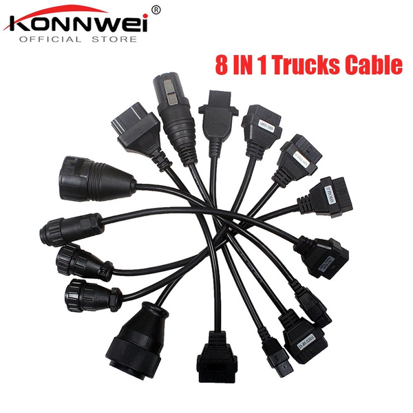 Newest Full Set 8PCS Truck Cables OBD2 Diagnostic Tool OBD OBDII OBD 2 ...