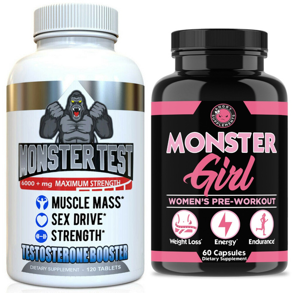 Men's Testosterone Booster Monster Test and Women's Pre Workout Monster ...