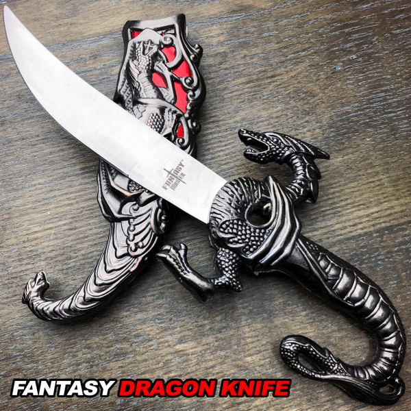 USA SELLER USA STOCK 10" INLAY FANTASY DRAGON DAGGER W/ SHEATH Blade ...