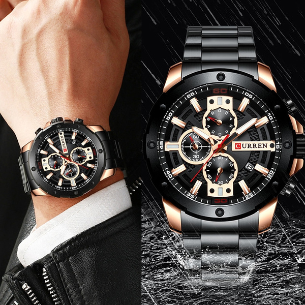 Curren Watches Men Luxury Brand Chronograph Stainless Steel Men'S ...