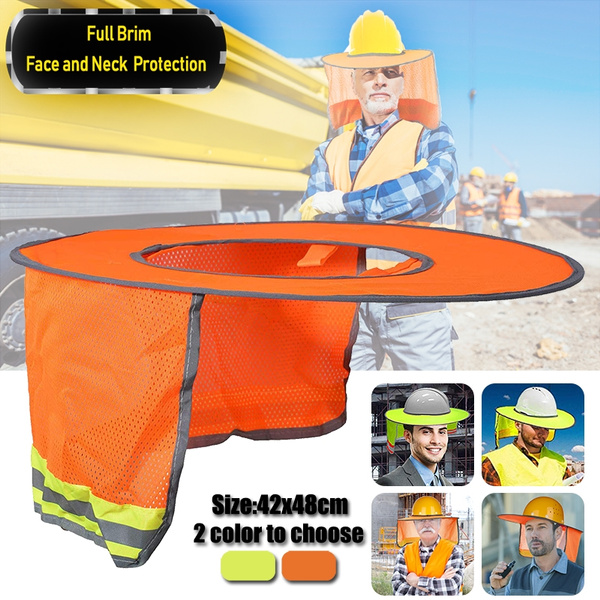 Sun Shade Attachable Hard Hat Brim with Neck Shield VIS Reflective ...