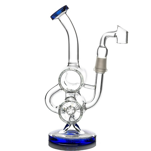 7.9 Inch Hand Work Small Dab Rig Water Glass Pipe Double Chamber ...