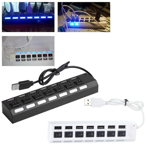 New 7 Ports LED USB 2.0 Adapter Hub Power on/off Switch For PC Laptop | Wish