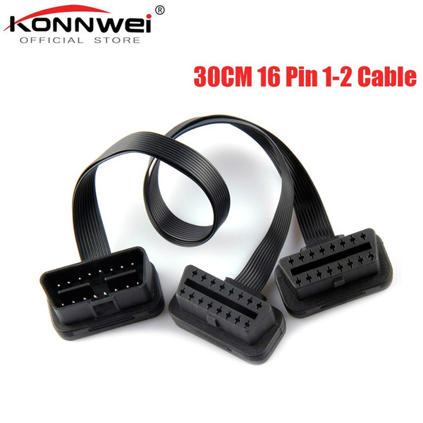 New Arrival ODB OBD2 Cable 30CM 16 Pin 1 Male To 16 Pin 2 Female OBD II ...