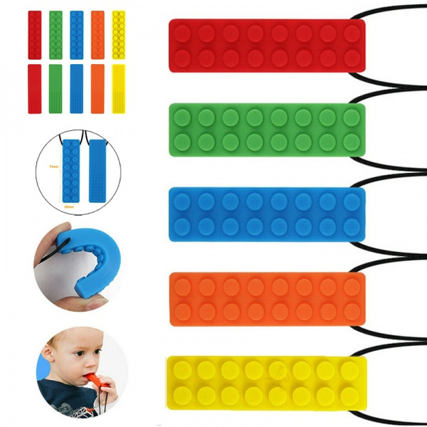 1Pc Kid Pencil Topper Chew Sensory Necklace Brick Autism Silicone ...