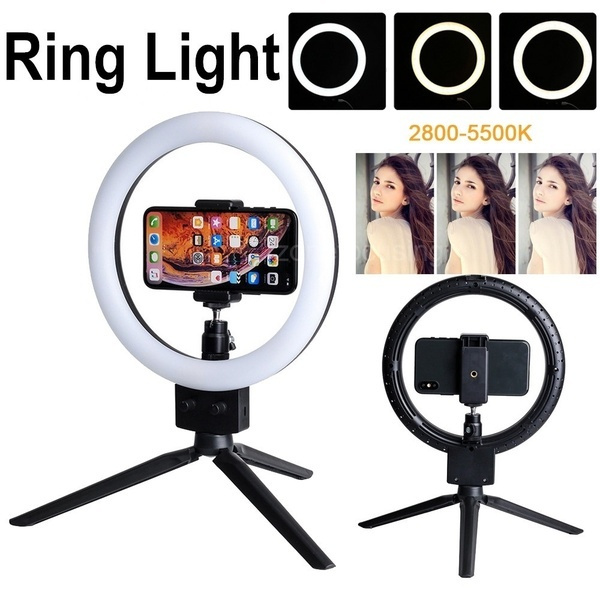 7'' Infinite Dimming LED Ring Light Double Color Temperature 5500k ...