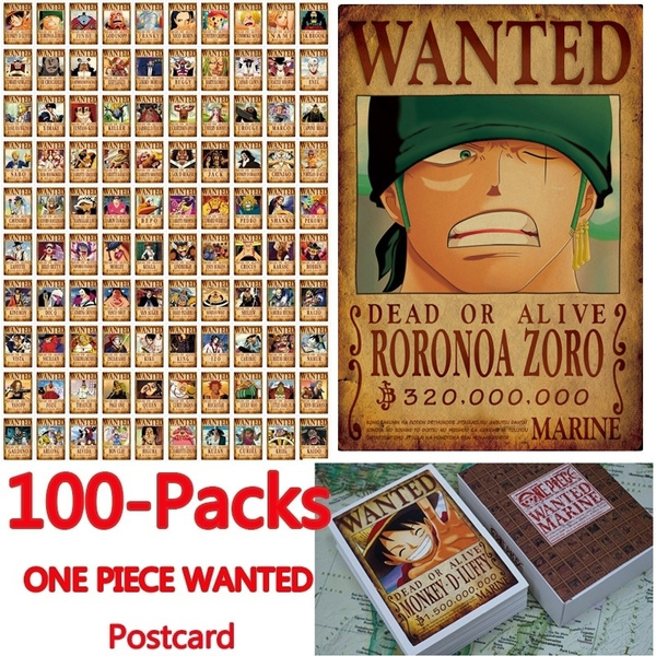 2019 New! Anime Postcards 100PCS One Piece Luffy Wanted Postcard Paper ...